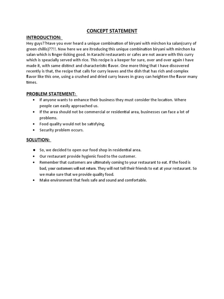 Concept Statement: Our Customers Will Not Return. T | PDF