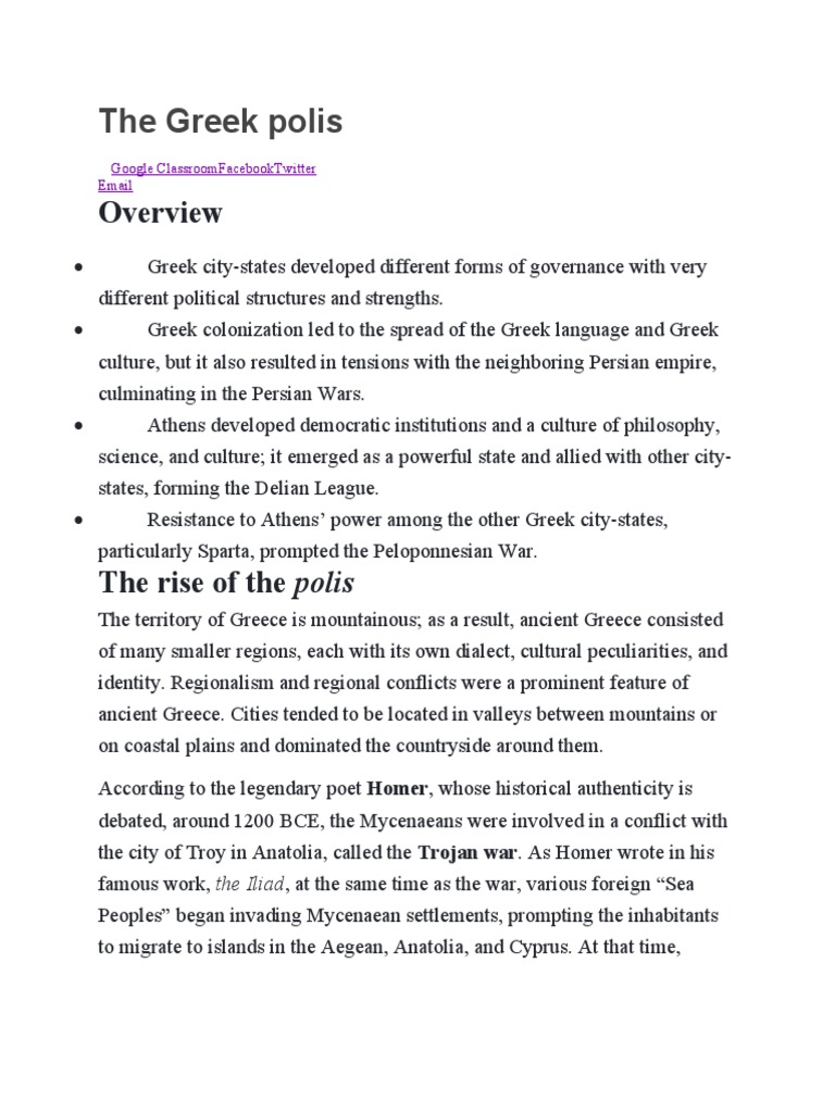The Greek Polis: Google Classroom Facebook Twitter Email | PDF