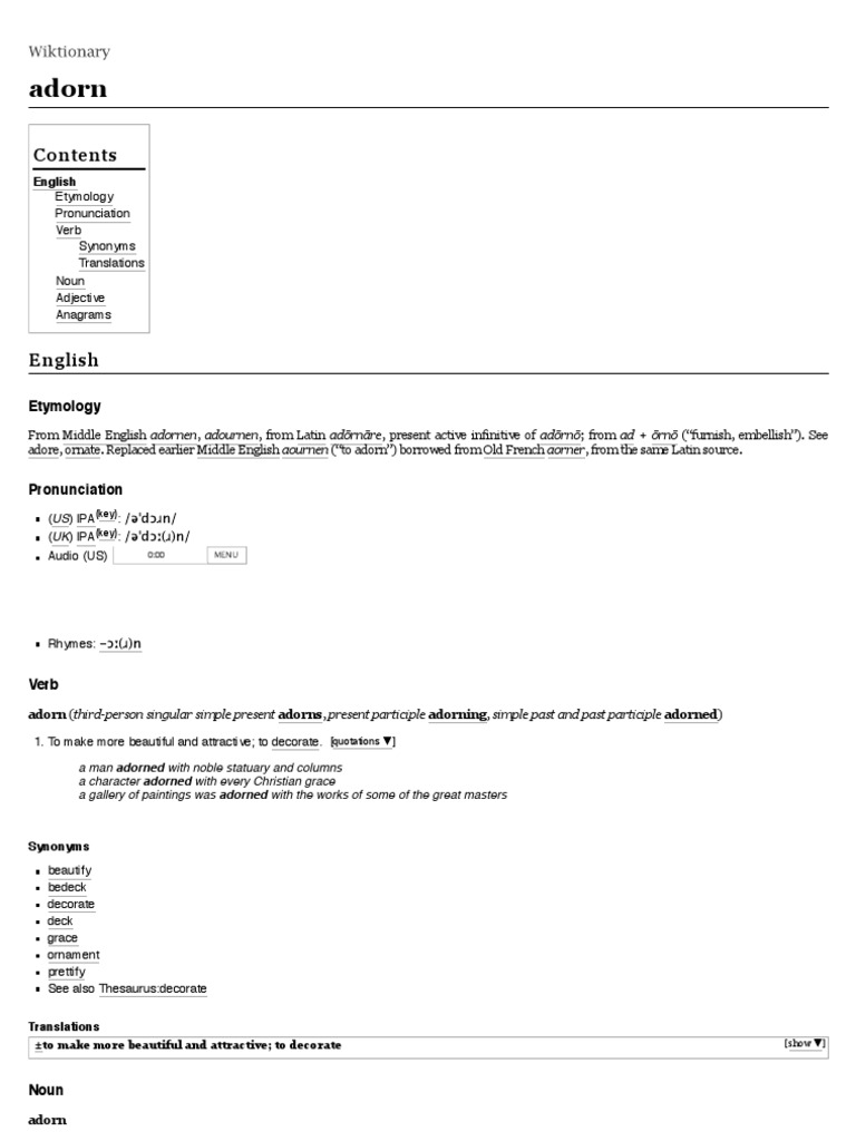 Adorn - Wiktionary | PDF