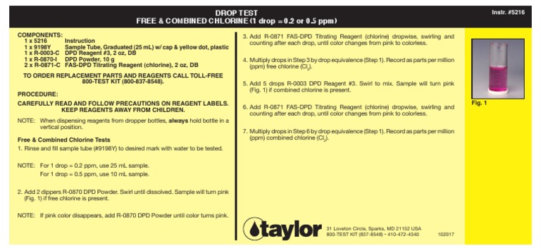 DPD Test Kit Taylor | PDF | Physical Sciences | Chemistry
