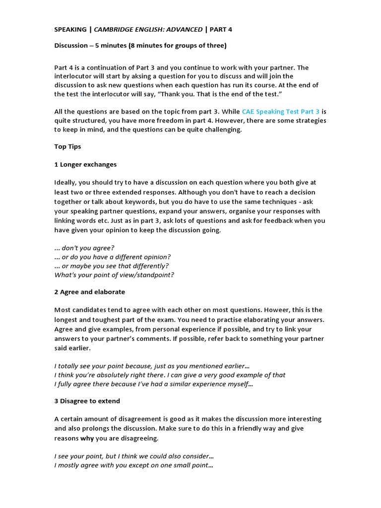 Speaking Cae Part 4 | PDF | Question | Human Nature