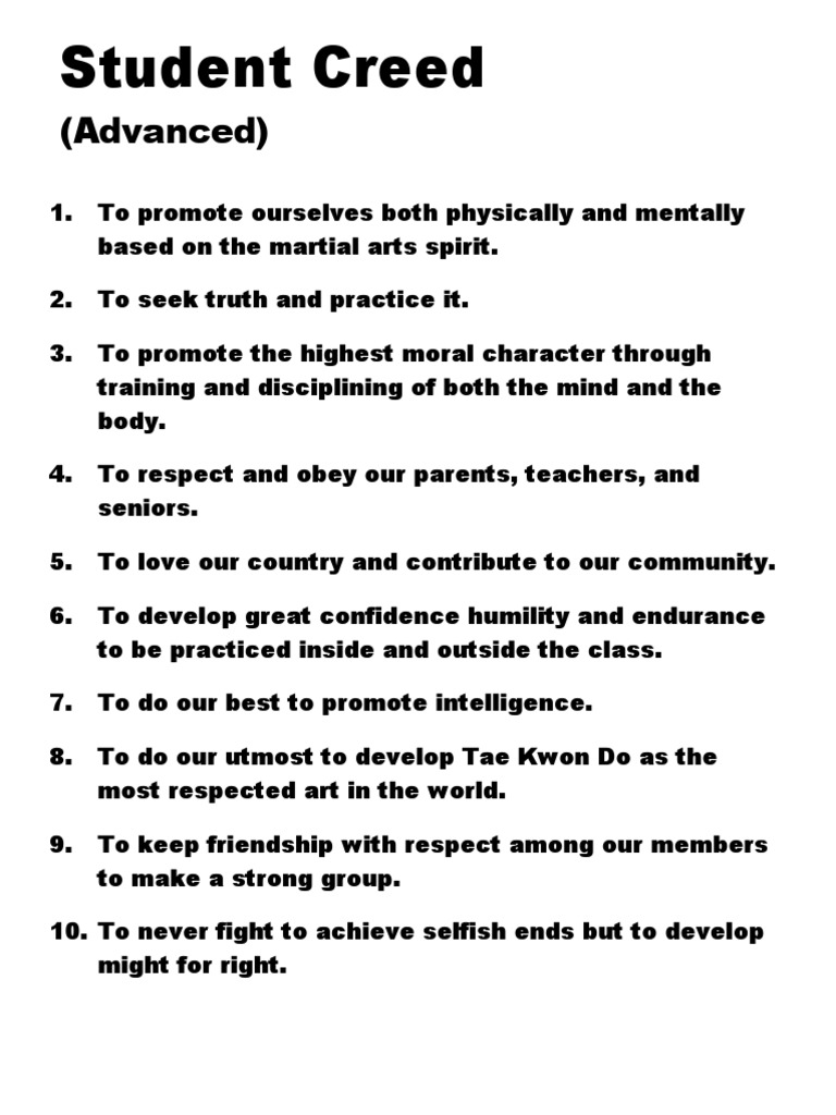 Advanced Student Creed | PDF