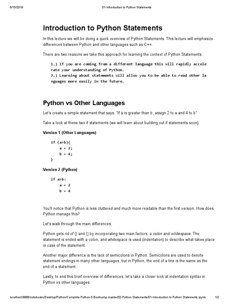 01 Introduction To Python Statements Pdf Python Programming 8033