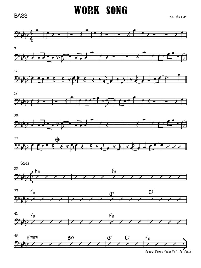 Work Song Bass Pdf Musical Compositions Musical Forms