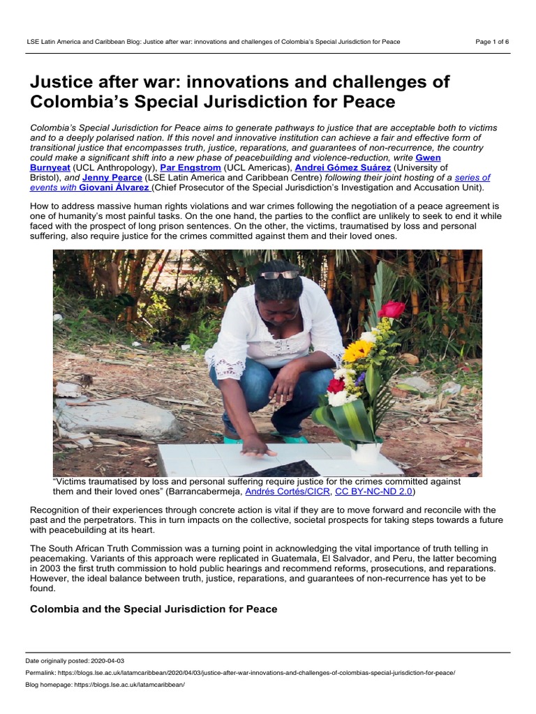 Latamcaribbean 2020 04 03 Justice After War Innovations and | PDF ...