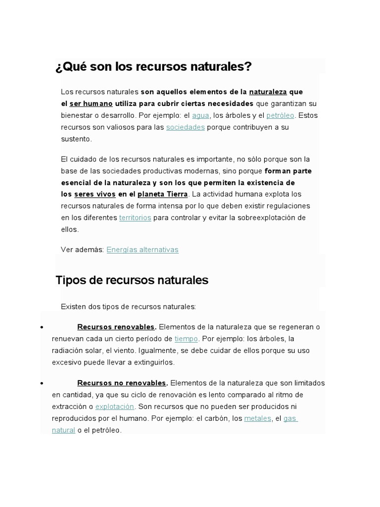 Qué Son Los Recursos Naturales | PDF
