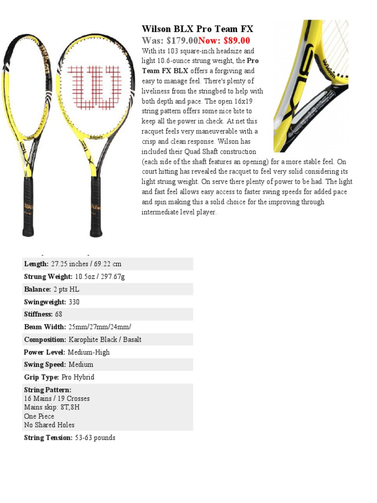 Wilson BLX Pro Team FX Overview | PDF