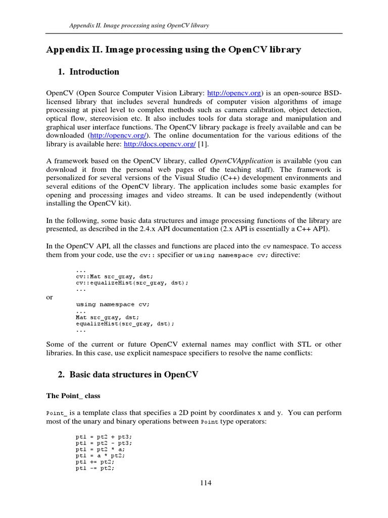 Intro Opencv Pdf Library Computing Matrix Mathematics