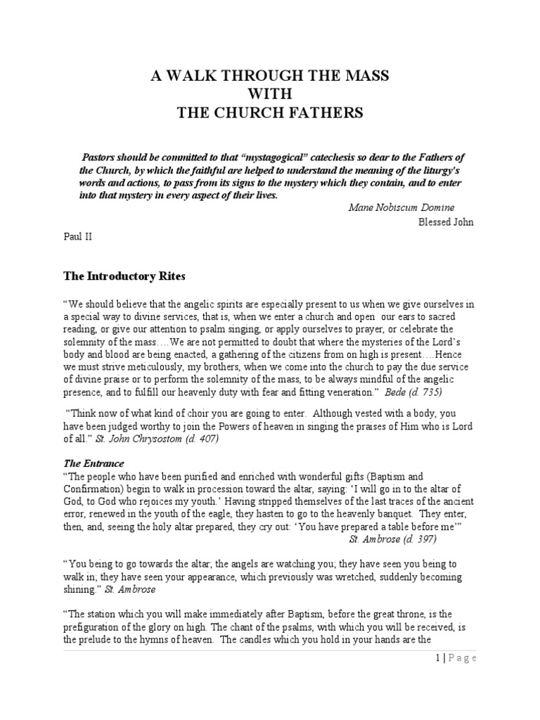 A Walk Through The Mass With The Church Fathers | PDF | Sacrifice | Altar