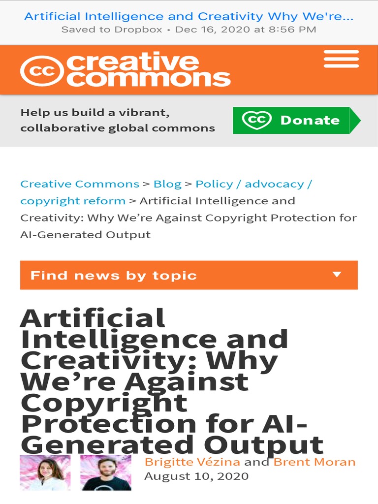 Artificial Intelligence and Creativity Why We're Against Copyright ...