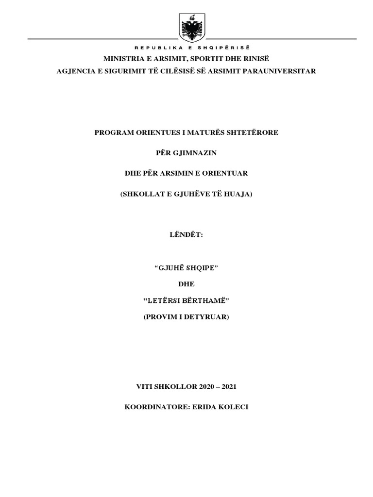 Gjuhe Shqipe Dhe Letersi 4 Pdf Pdf