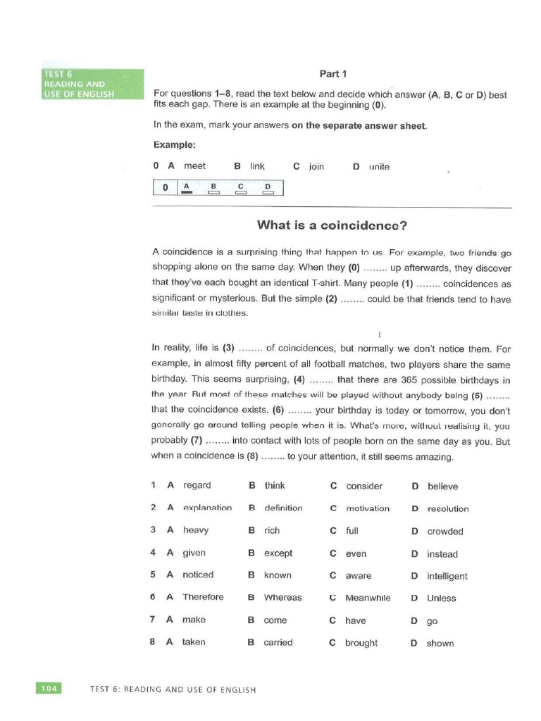 FCE-Reading and UoE - Test6