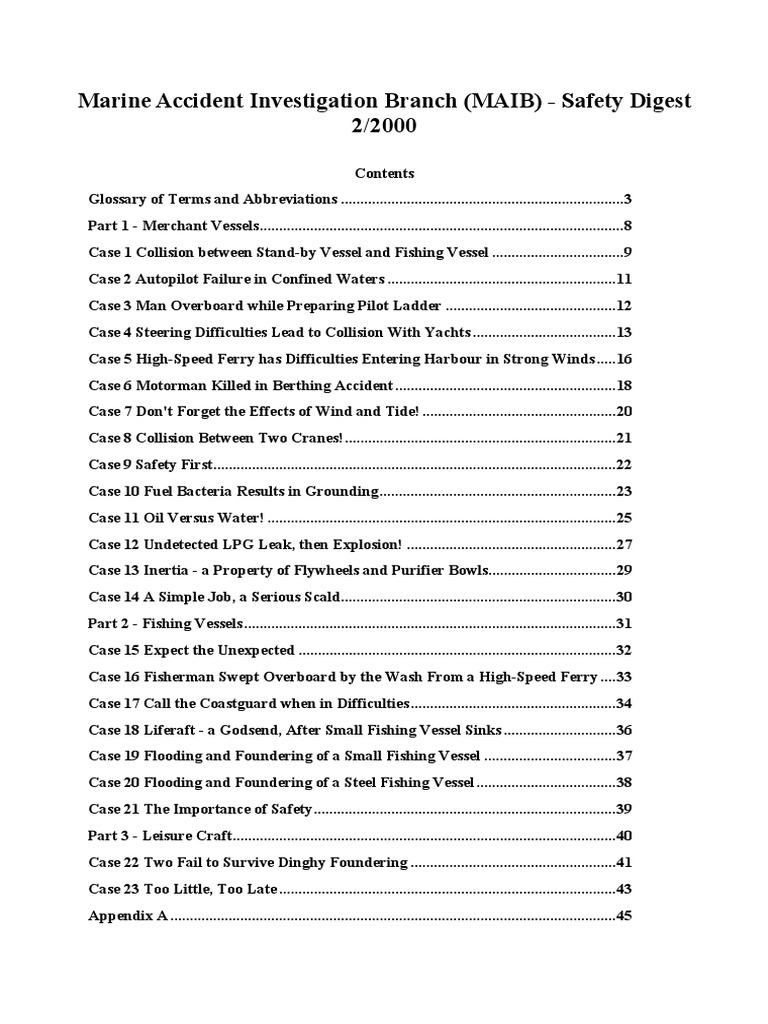 Marine Accident Investigation Branch (MAIB) - Safety Digest 2/2000 ...