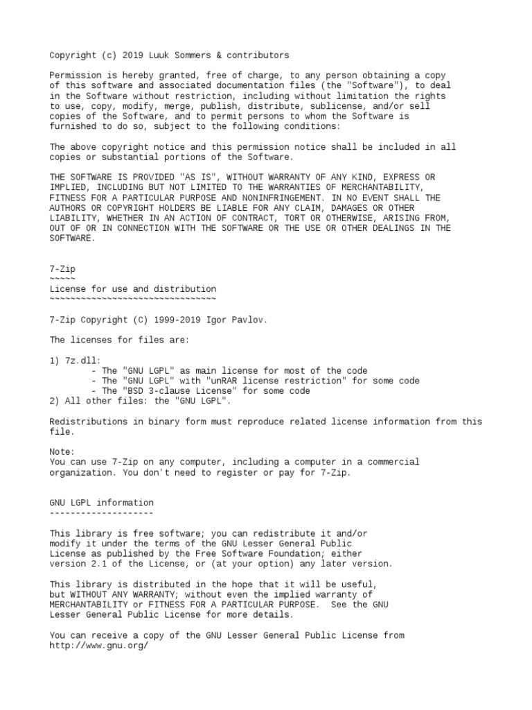 SevenZipSharp License | Download Free PDF | Source Code | Gnu