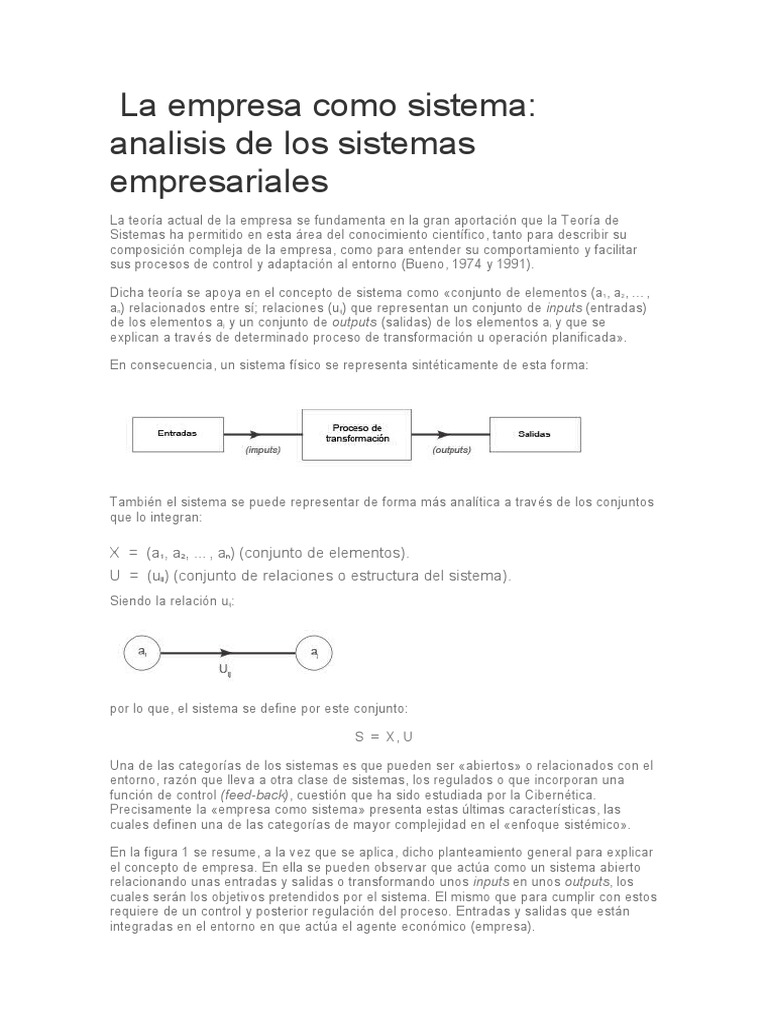 La Empresa Como Sistema | PDF | Sistema | Teoría de sistemas