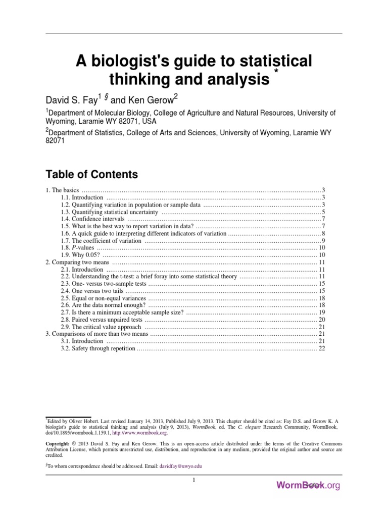 A Biologist's Guide To Statistical Thinking and Analysis | PDF ...
