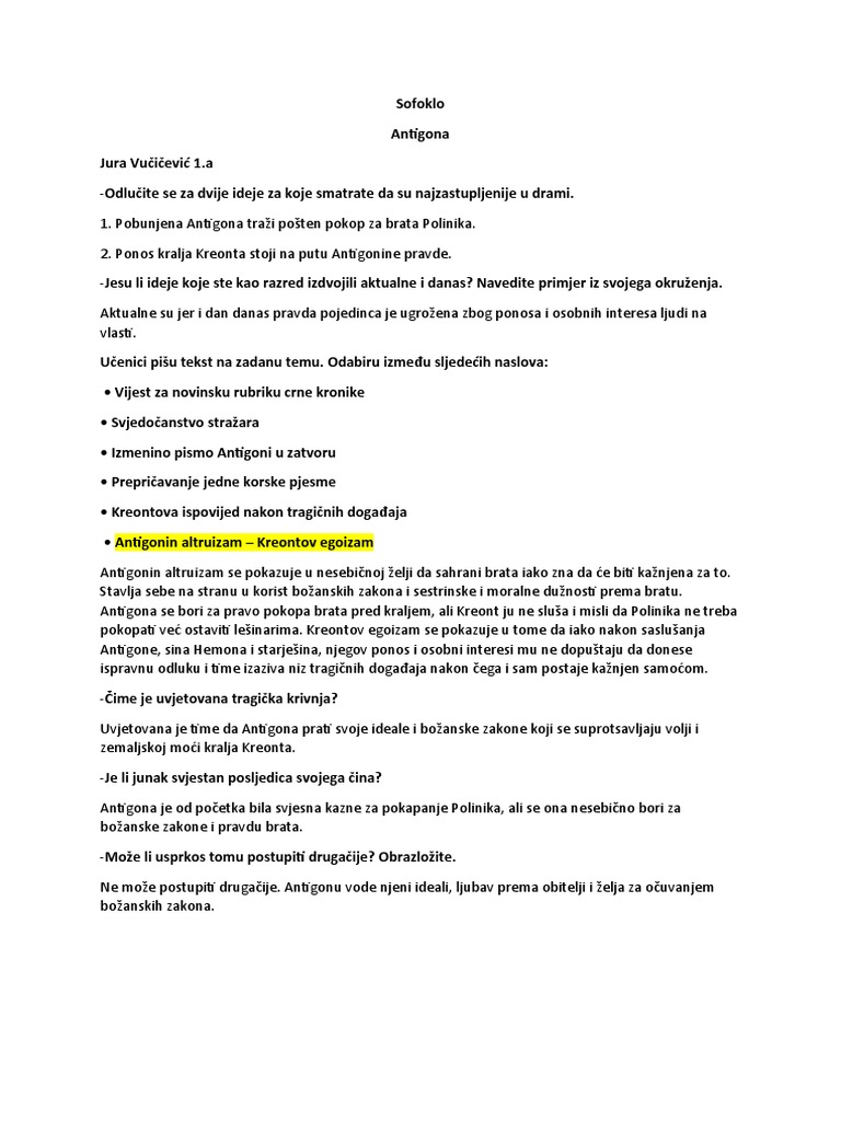 Sofoklo, Antigona | PDF