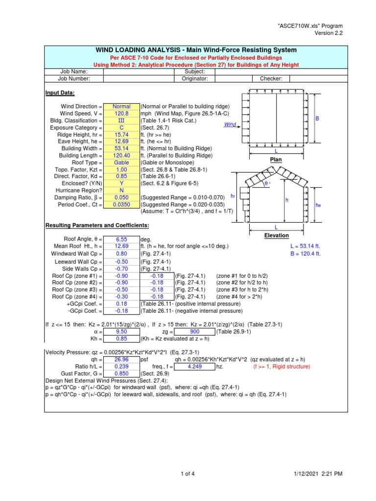 WIND LOADING ANALYSIS - Main Wind-Force Resisting System: Input Data ...