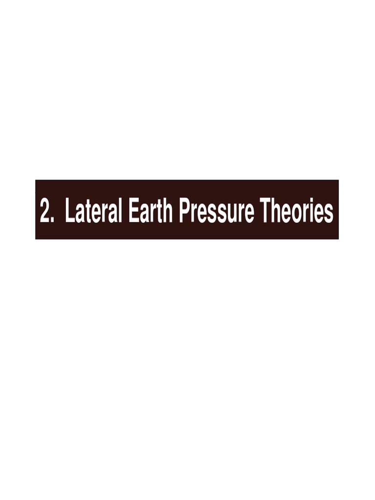 Lateral Earth Pressure Theories | PDF | Stress (Mechanics) | Strength Of Materials
