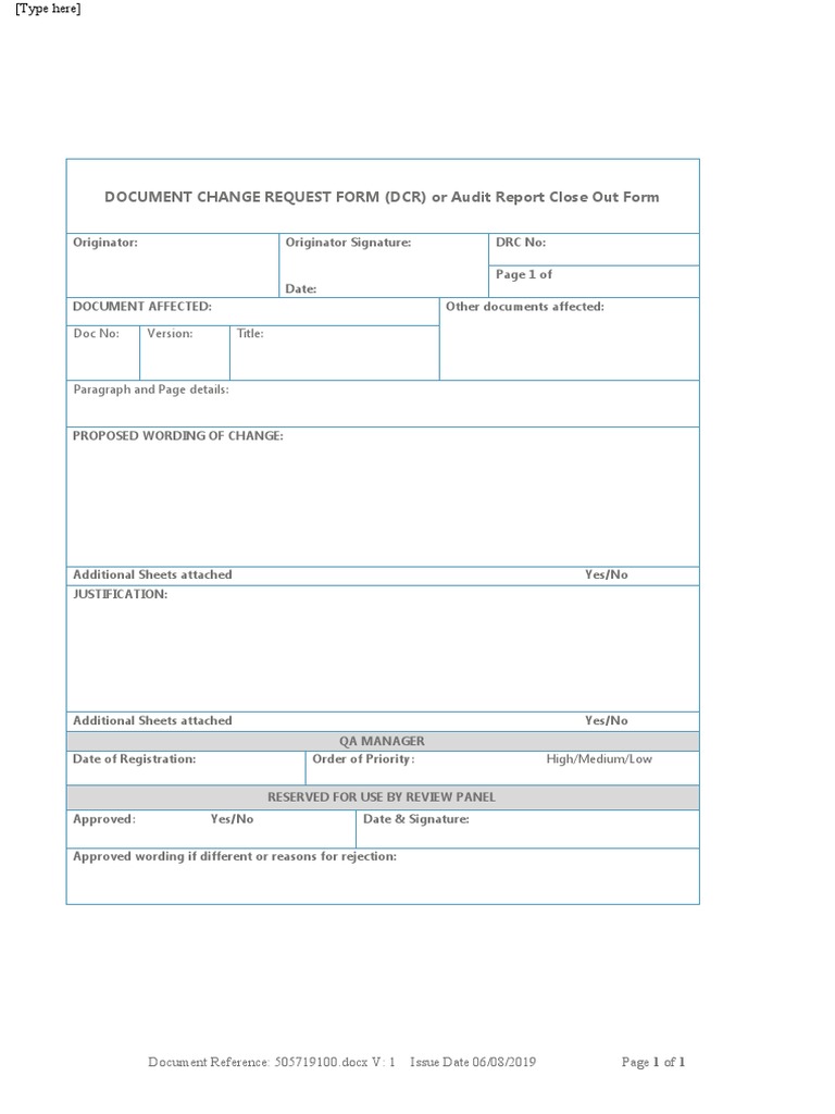 Document Change Request Form | PDF
