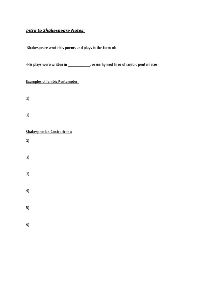 Intro To Shakespeare Notes | PDF