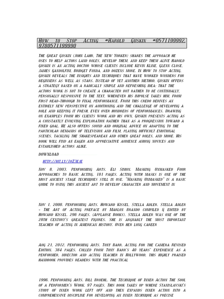 How To Stop Acting PDF | PDF