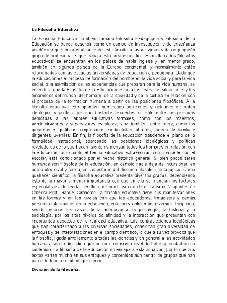 La Filosofía Educativa | Descargar gratis PDF | Metafísica | Conocimiento