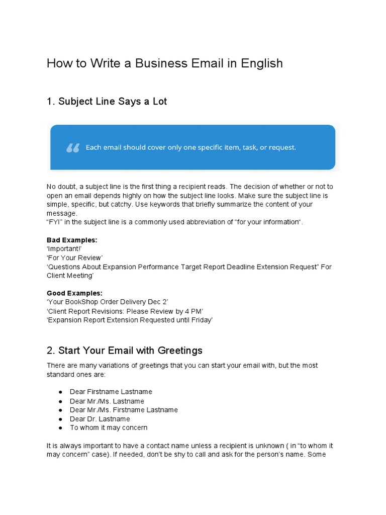 How To Write A Business Email in English PDF | PDF