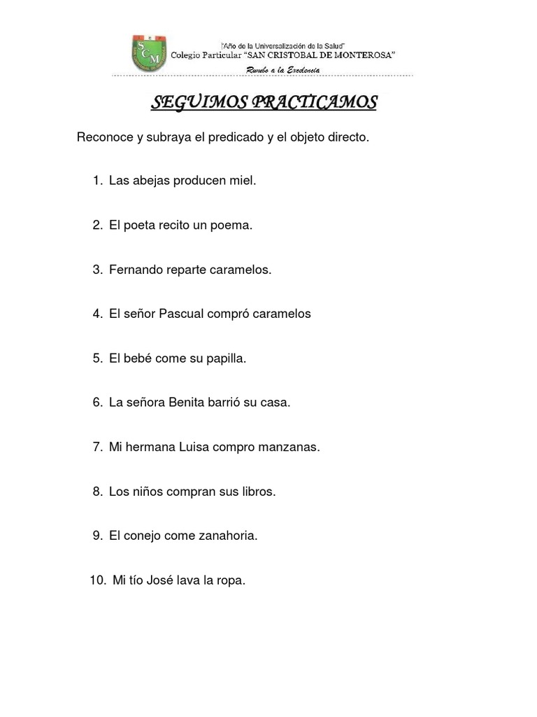 Ejercicios de objetos directos e indirectos | PDF