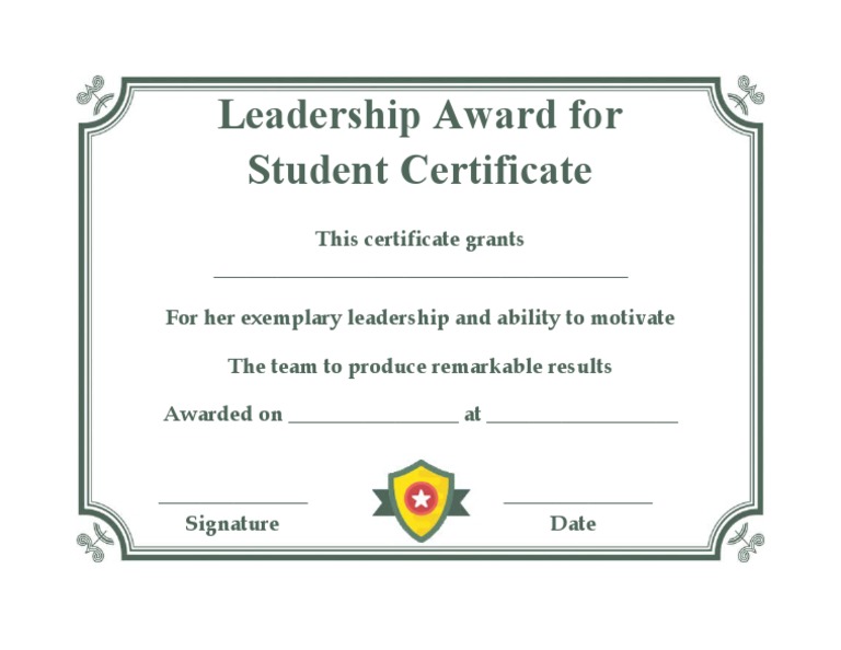 Leadership Awards For Students Template | PDF