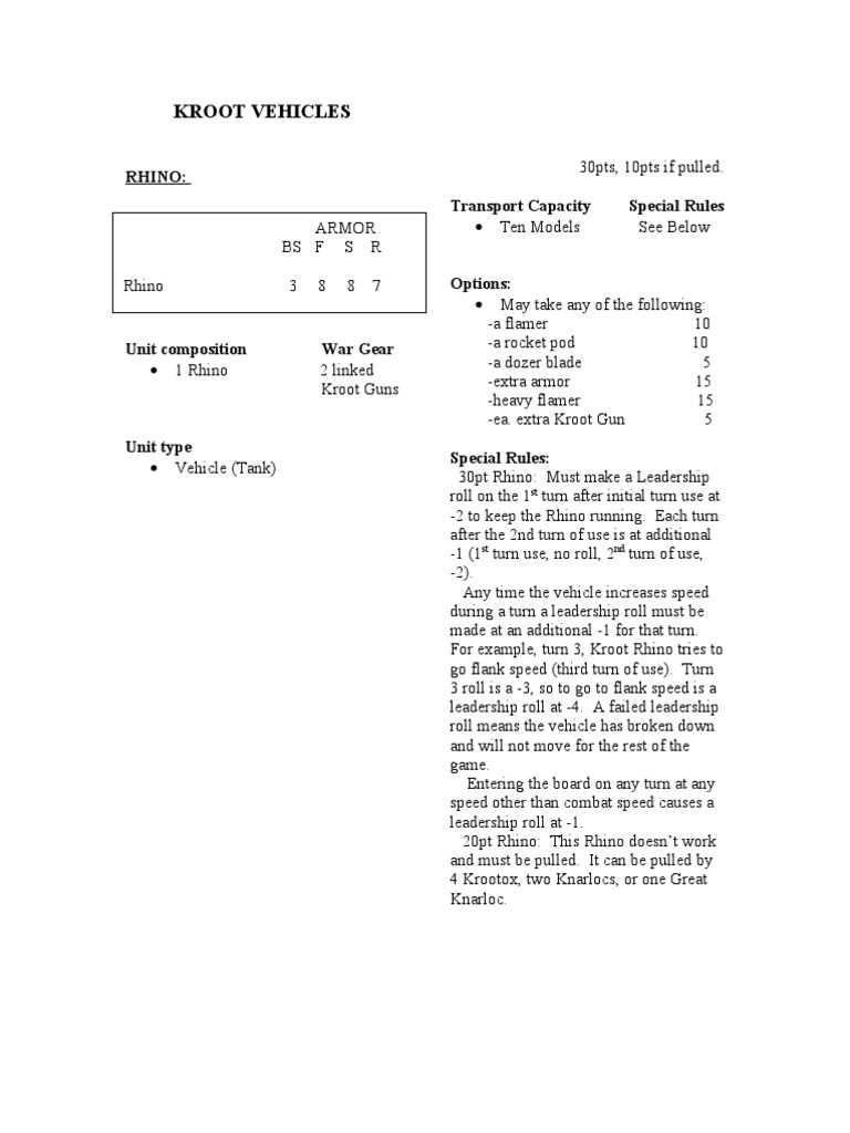 Warhammer 40k Kroot Vehicles | PDF | Tracked Military Vehicles | Combat ...