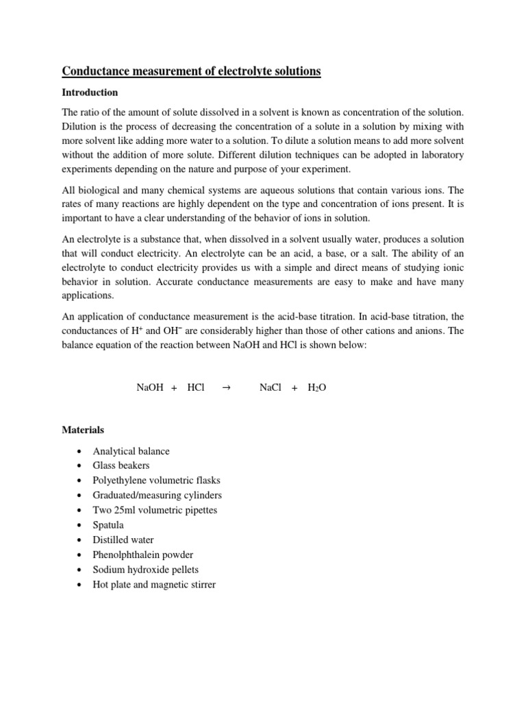 Electrolyte Solutions | PDF | Solution | Titration