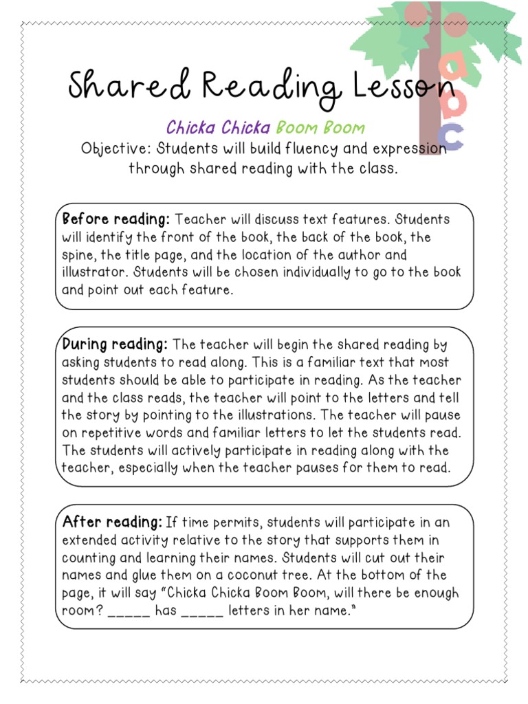 Shared Reading Lesson and Reflection | PDF | Books | Teachers