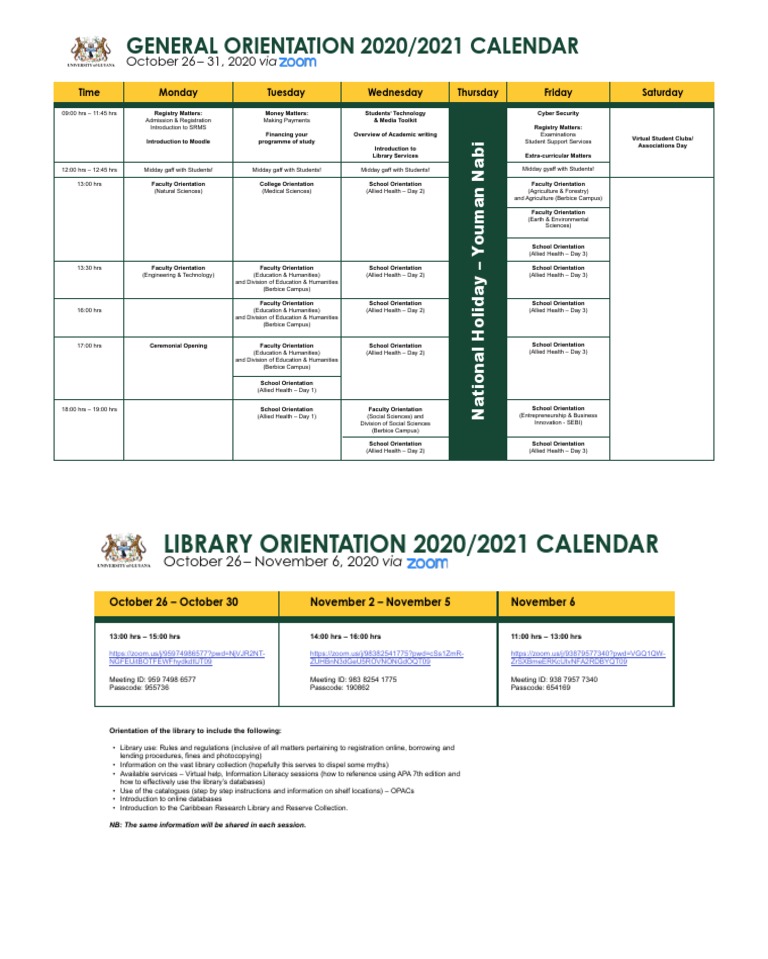 2020/2021 Orientation Calendar Guide | PDF | Libraries | Business