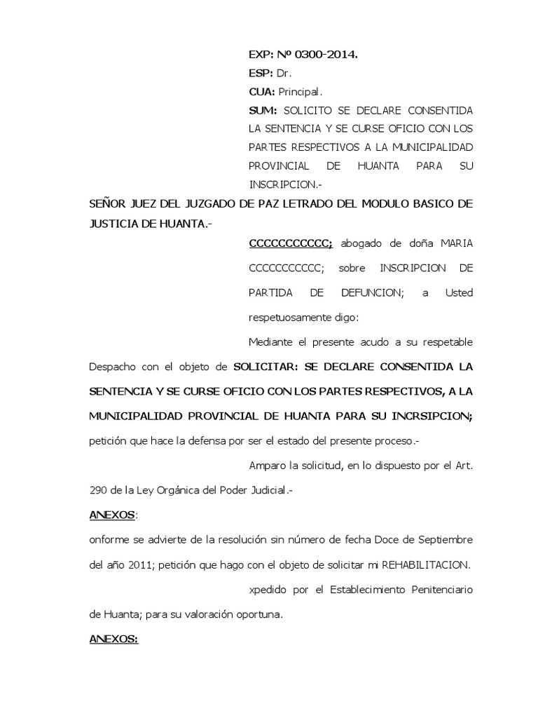 Solicito Se Declare Consentida La Sentencia | PDF