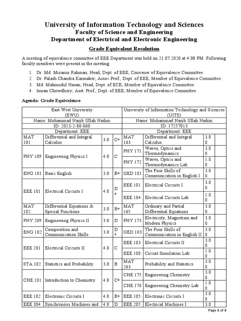EEE Grade Equivalence Meeting | PDF | Electrical Engineering | Digital ...