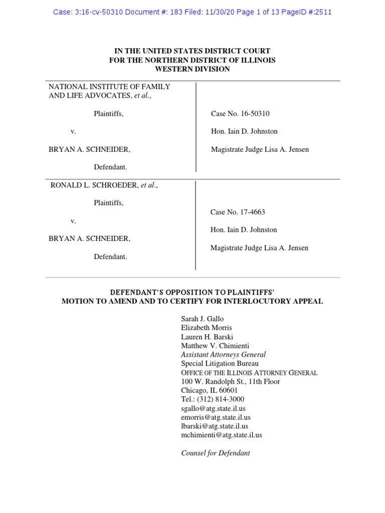 183 Brief Opposing Motion For Interlocutory Appeal | PDF | Summary ...