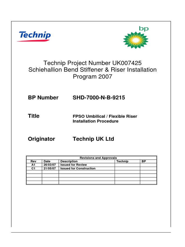 FPSO Umbilical-Flexible Riser Installation Procedure | PDF