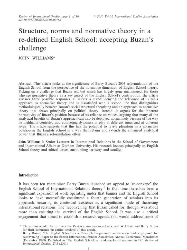 Structure, Norms and Normative Theory in A Re-Defined English School ...
