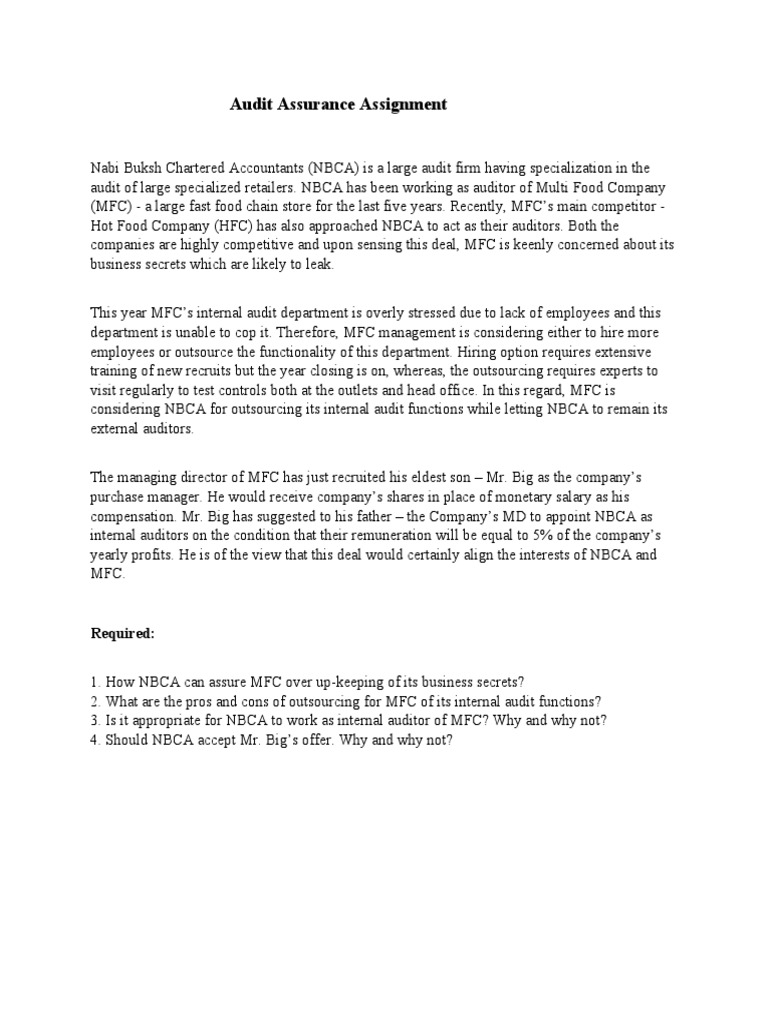 Audit Assurance Assignment | PDF | Internal Audit | Audit