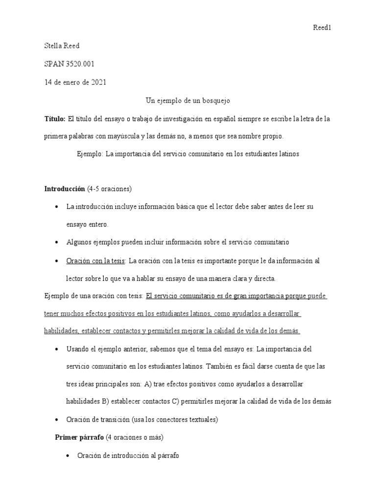 Outline To Write An Essay in Spanish | PDF | Ensayos | Información
