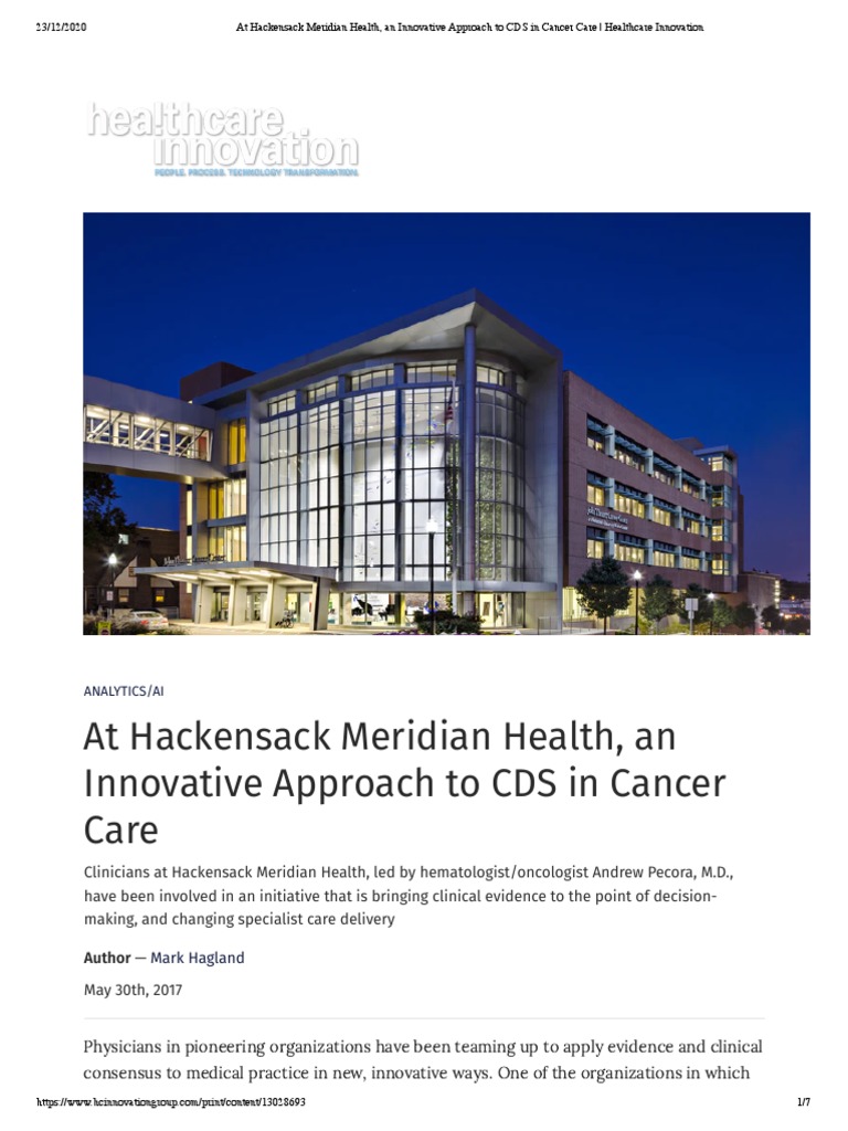At Hackensack Meridian Health, An Innovative Approach To CDS in Cancer ...