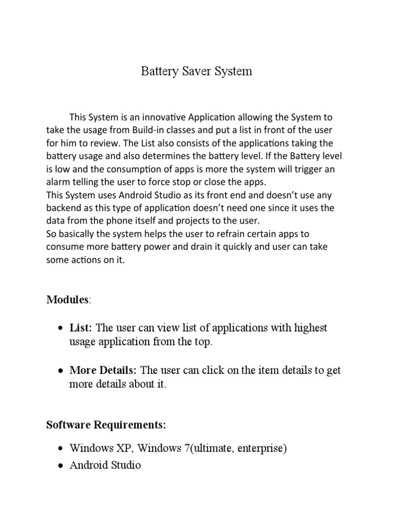 Battery Saver System: Modules | PDF