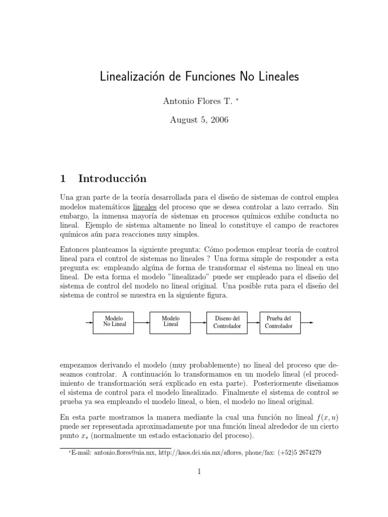 Funciones Lineales y Linealizacion | PDF | Linealidad | Reactor Quimico