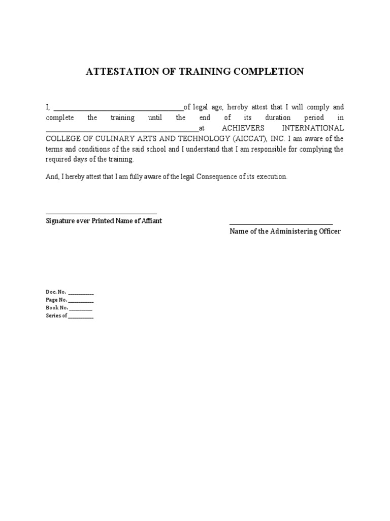 Attestation of Training Completion | PDF