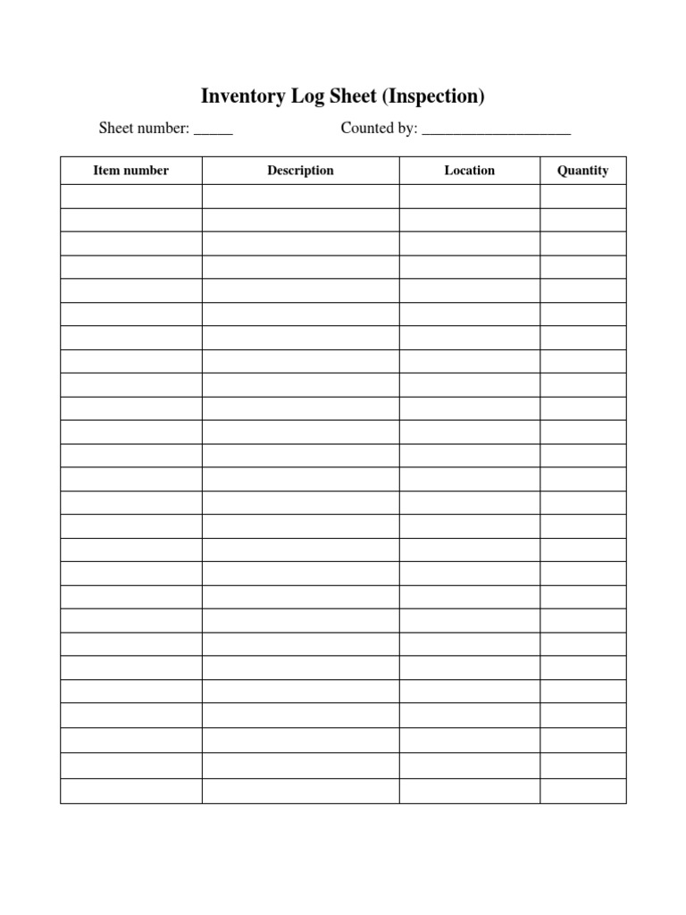 Inventory Log Sheet PDF | PDF
