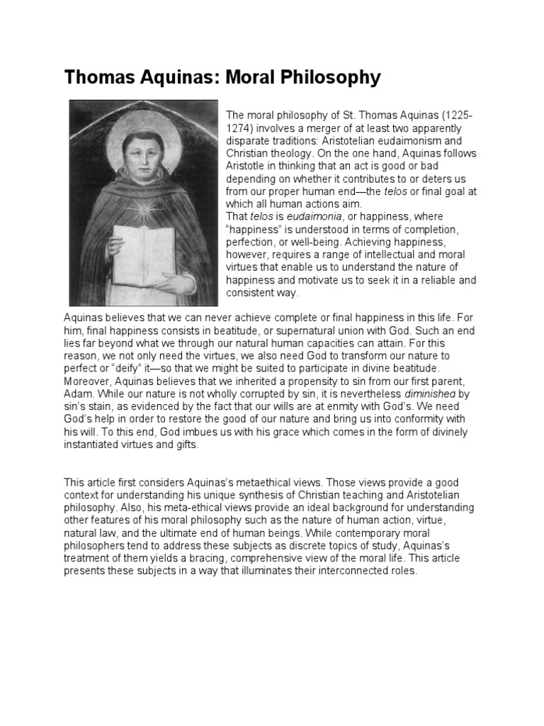 Morality Os ST Thomas Aquinas | PDF | Thomas Aquinas | Happiness
