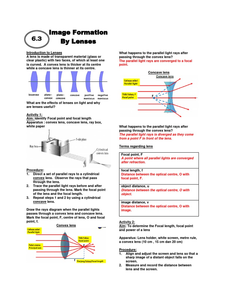 6.3 Images Formation by Lens Answer PDF | PDF | Glass Engineering And ...