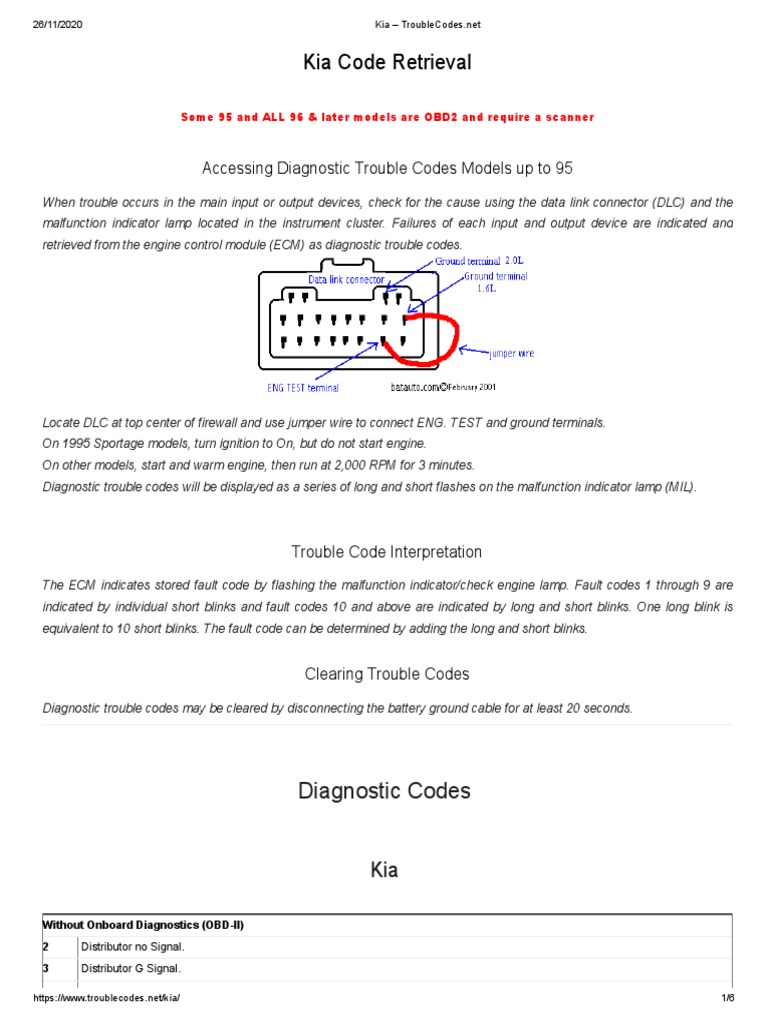Kia Code Retrieval: Diagnostic Codes | Download Free PDF | Fuel ...