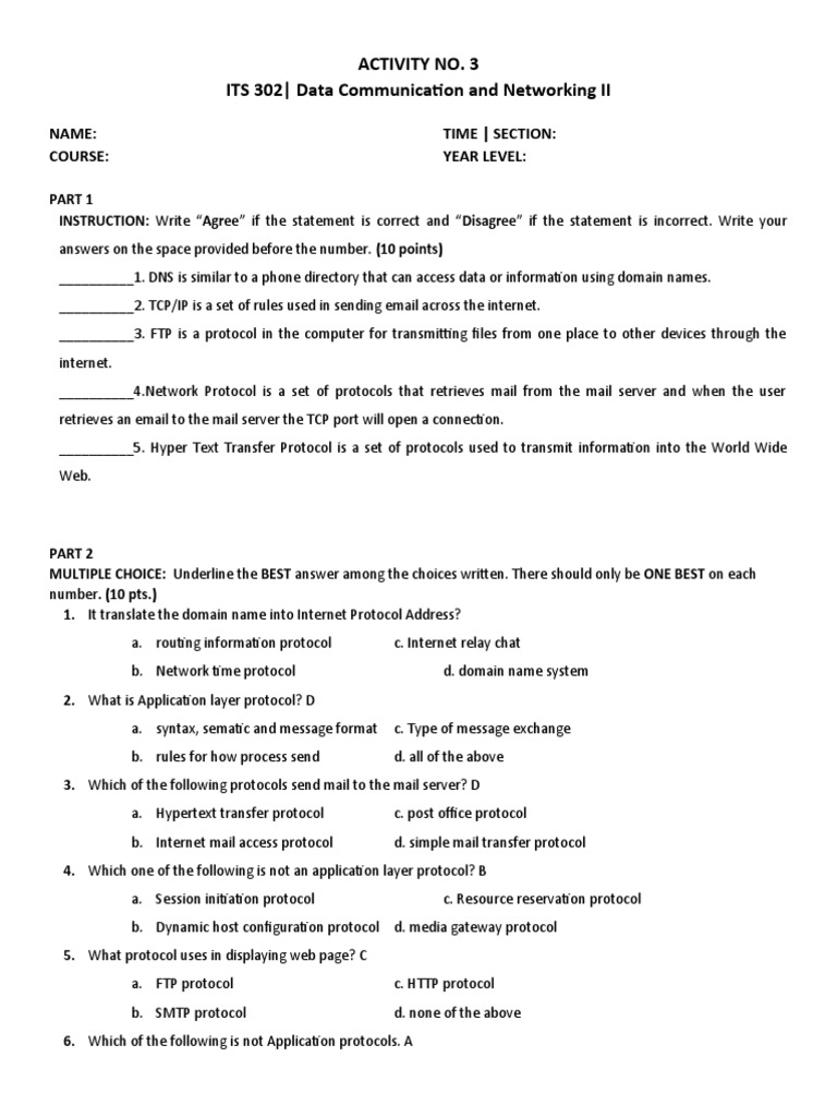 Activity No. 3 ITS 302 - Data Communication and Networking II | PDF ...
